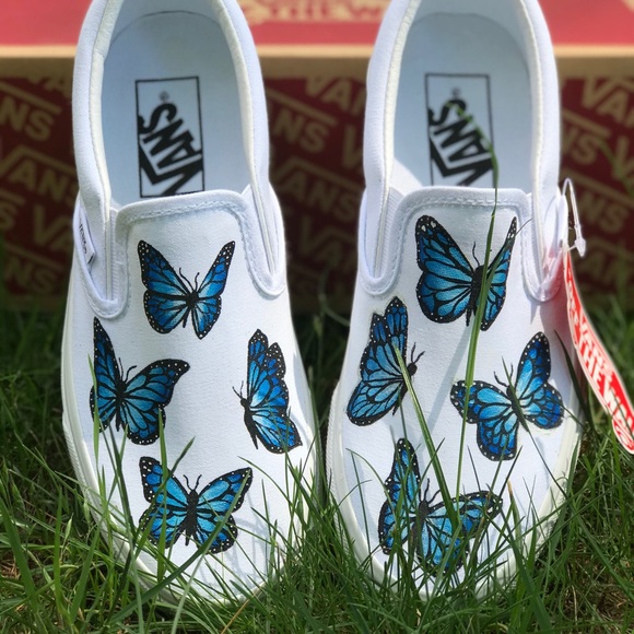 Vans | Shoes | Custom Hand Painted Butterfly Vans | Poshmark